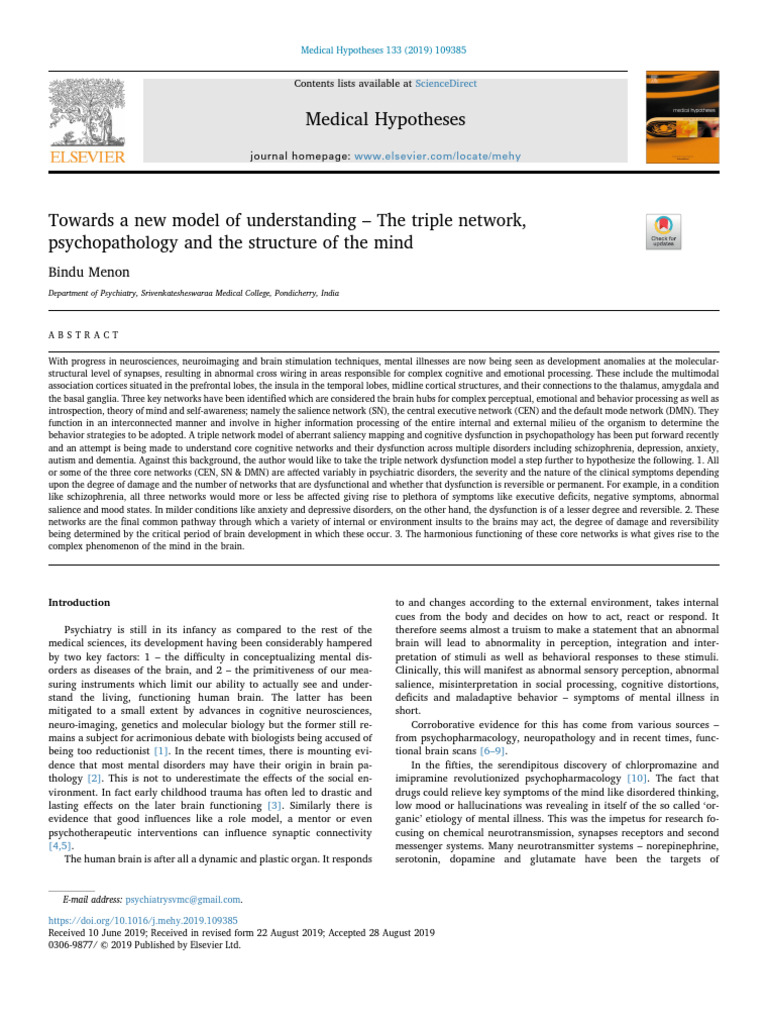 Towards A New Model of Understanding - The Triple Network ...