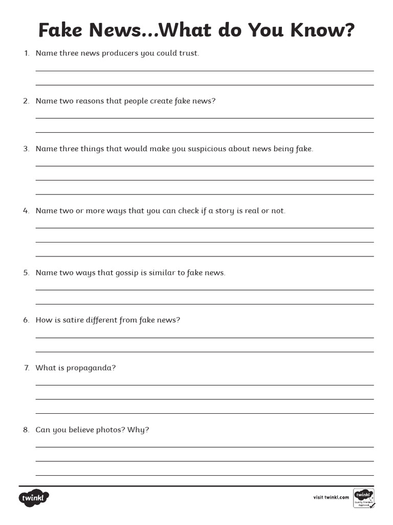 Fake News Activity Sheet | PDF