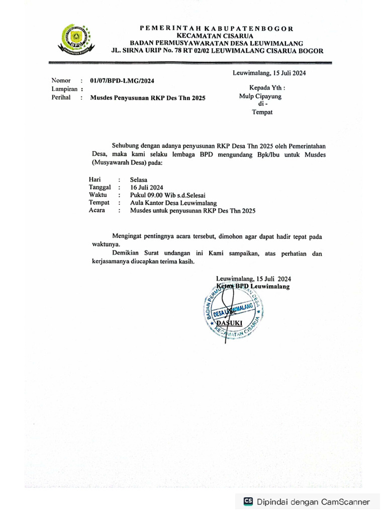 Undangan Musdes | PDF