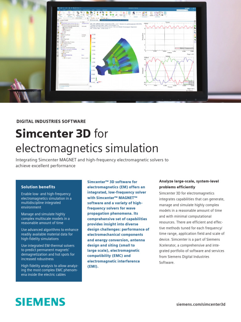 Siemens SW Simcenter 3D For Electromagnetics Simulation Solution Guide | PDF