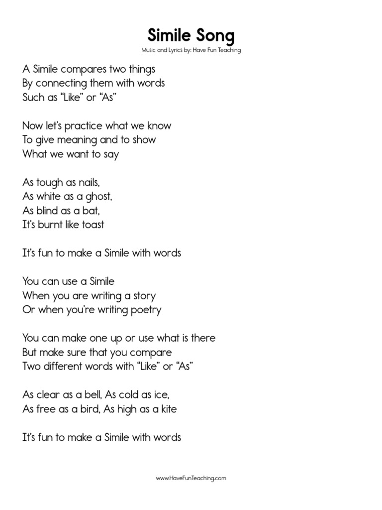 Simile Song Lyrics | PDF