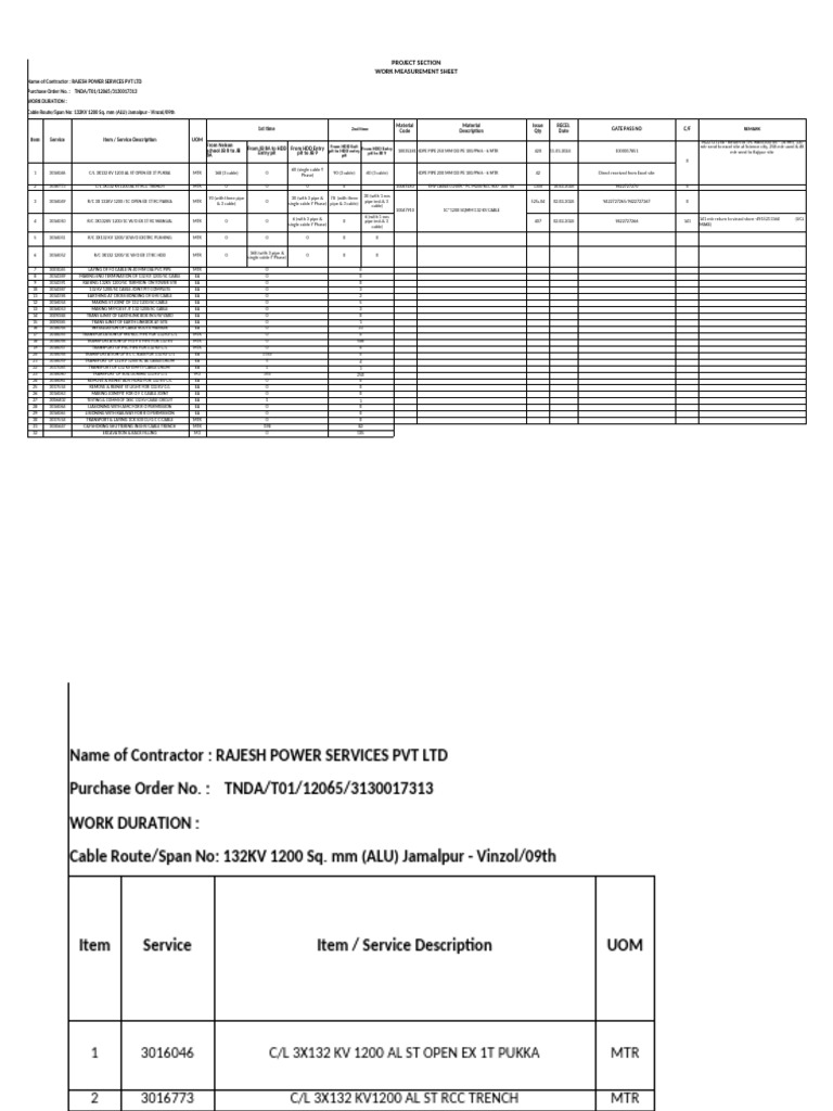 SPan 9 Measurement Sheet (Hirabhai) | PDF