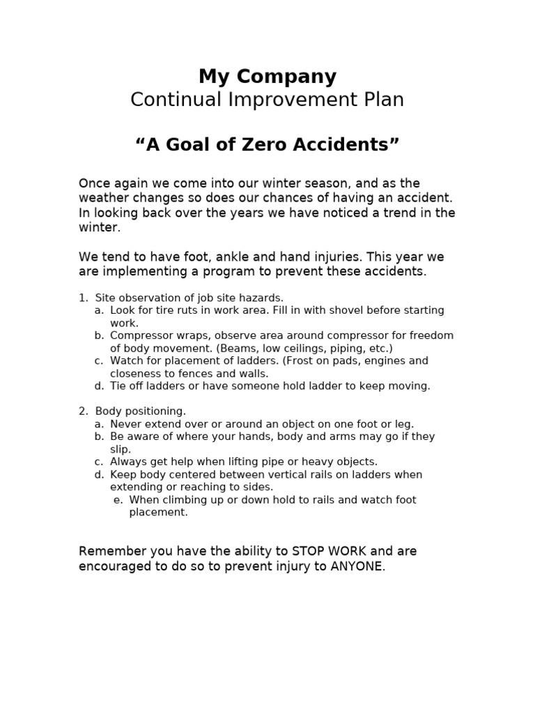 Continual Improvement Plan | PDF