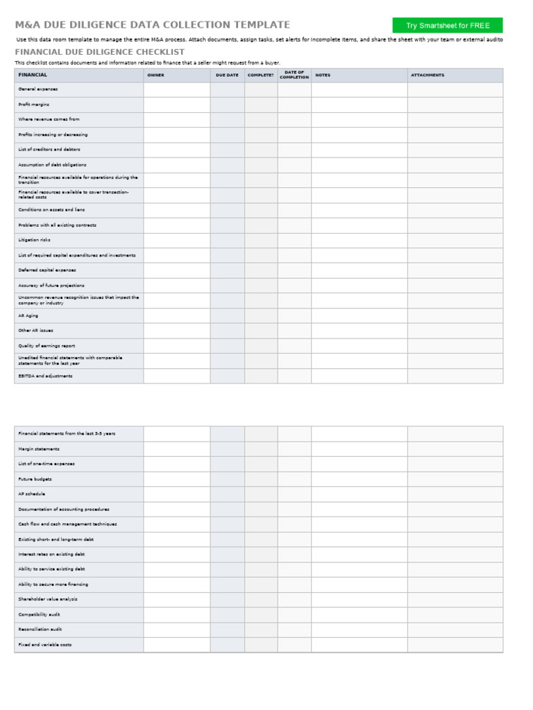 IC-M-and-A-Due-Diligence-Data-Collection-Template-10584 | PDF IC-M-and-A-Due-Diligence-Data-Collection-Template-10584 | PDF