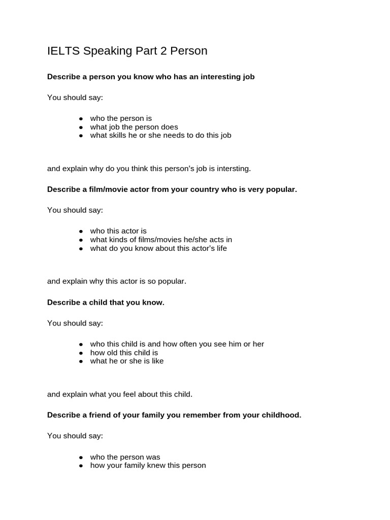 Ielts Speaking p2 | PDF