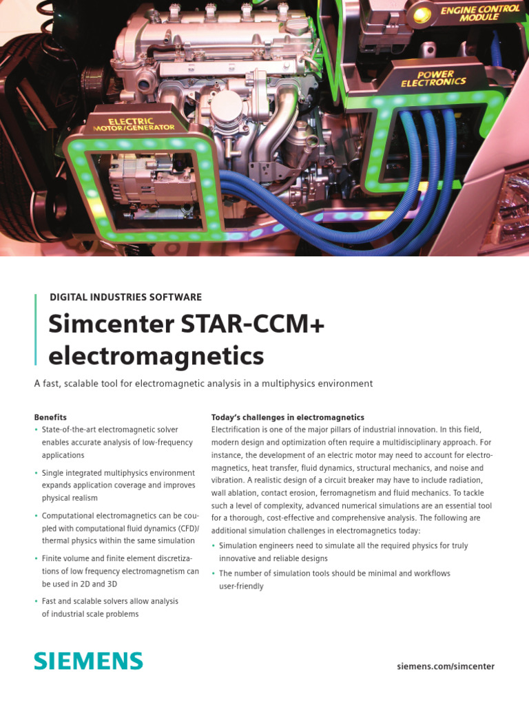 Siemens SW Simcenter STAR CCM+ Electromagnetics Fact Sheet | PDF