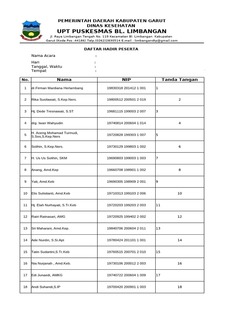 Template Absensi | PDF