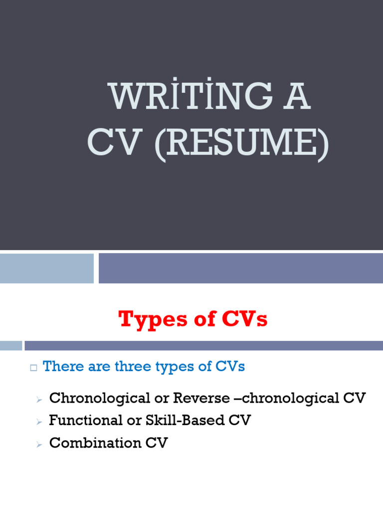 Writing A Cv. | PDF