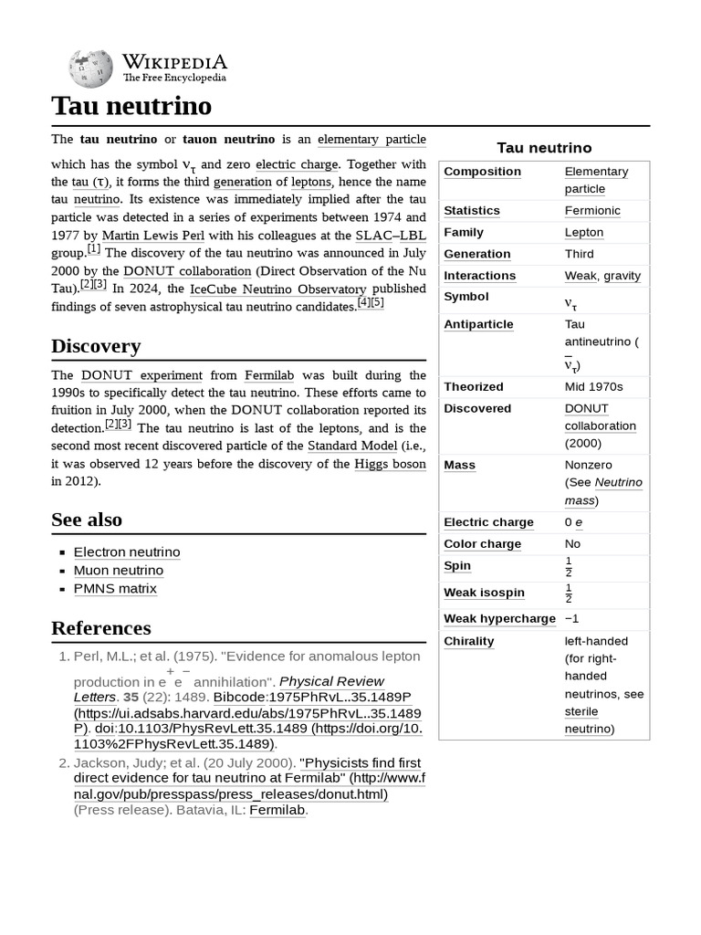 Tau Neutrino | PDF