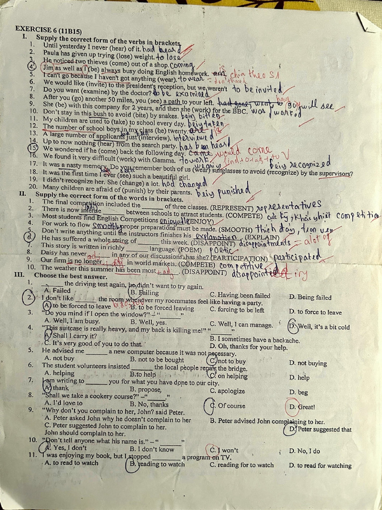 3 Grammar Exercises Grade 11-12 | PDF