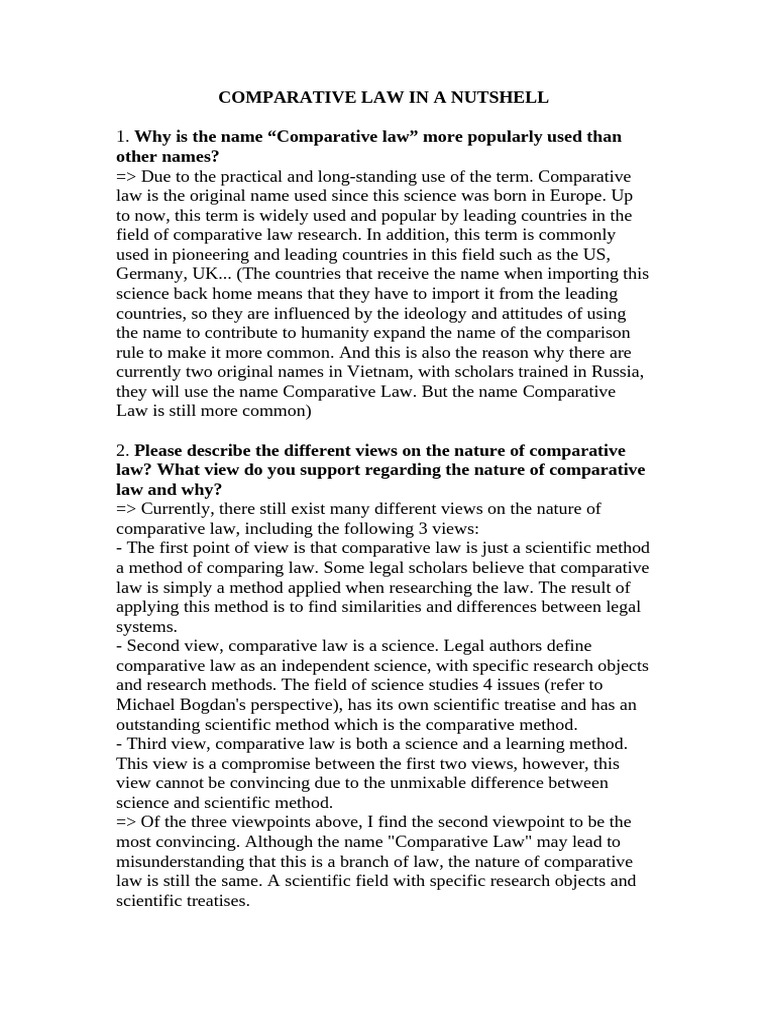 Comparative Law in A Nutshell | PDF