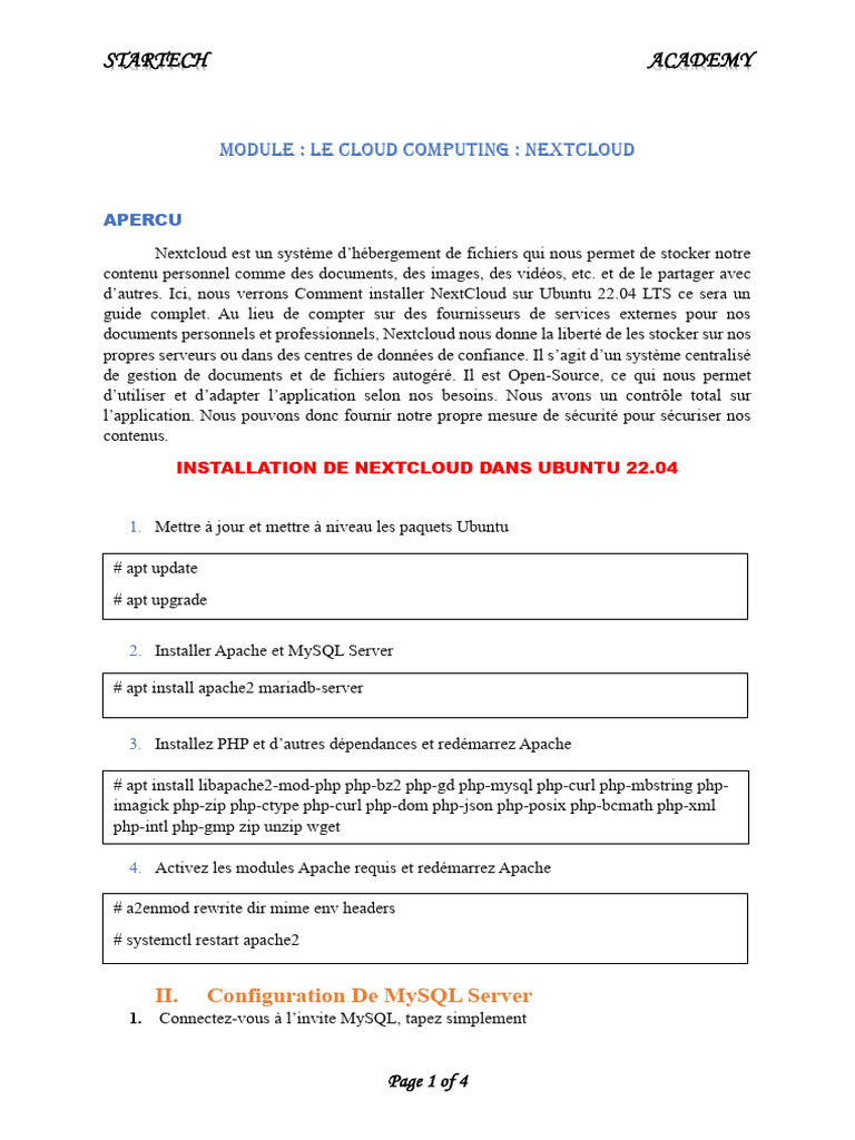 Installation de Nextcloud | PDF