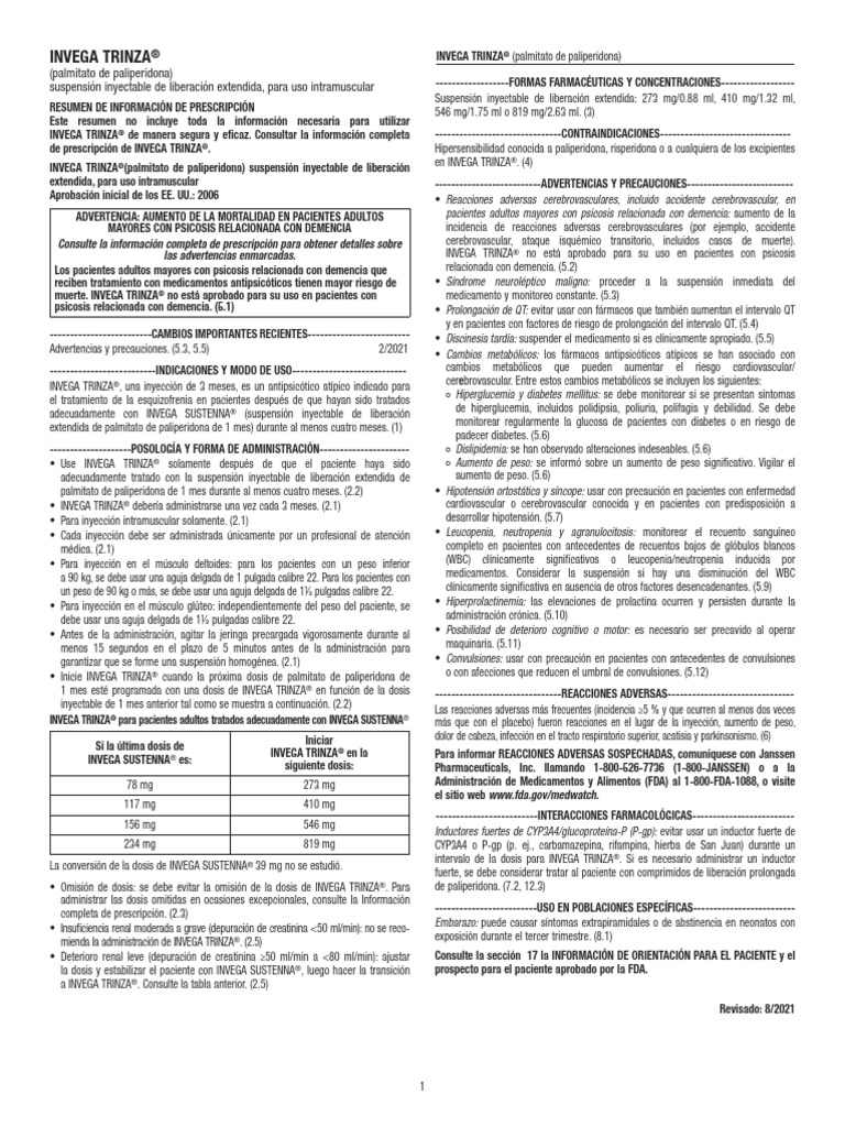 INVEGA+TRINZA Pi Es | PDF