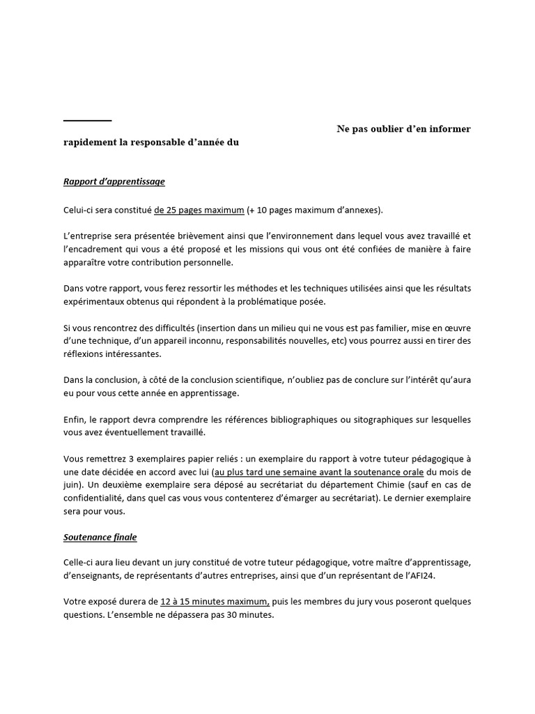 Consignes 2023 Rapport Et Soutenance Apprentissage - BUT2A Apprentissage | PDF