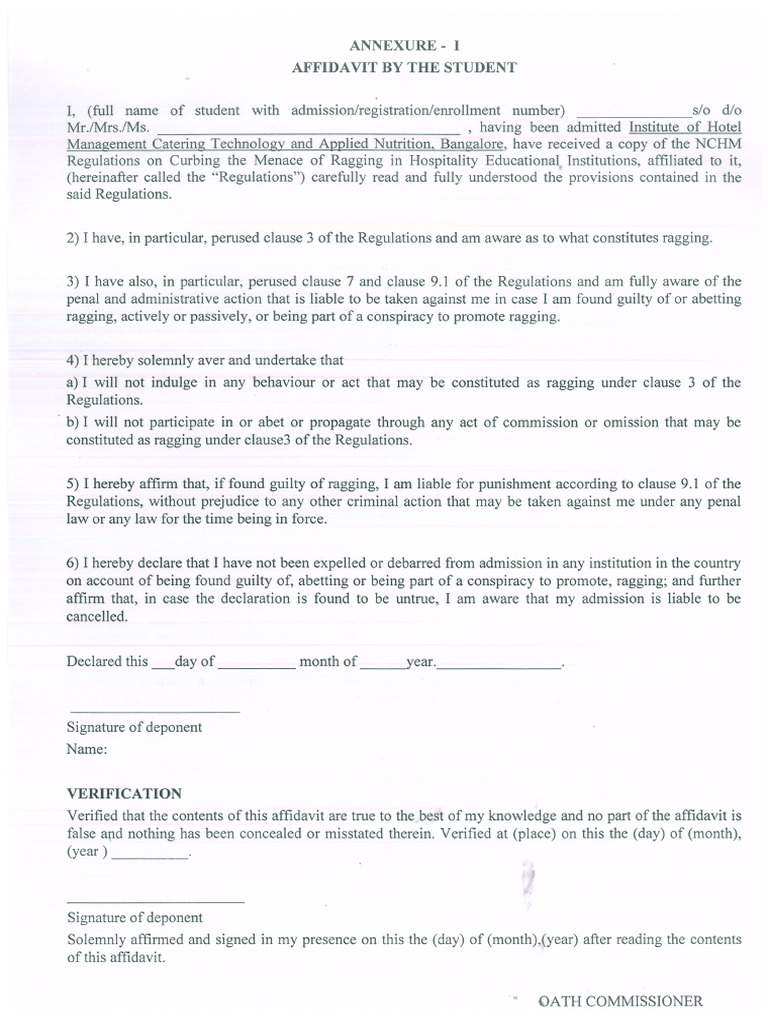 Affidavit by Student | PDF
