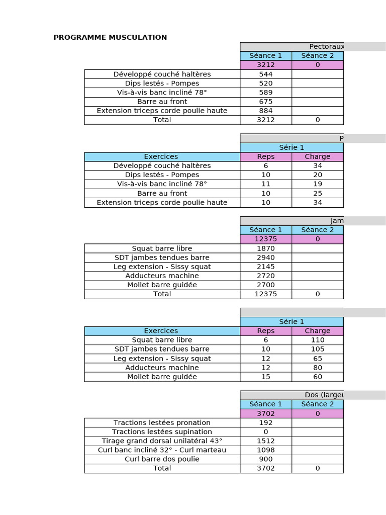 Programme Musculation | PDF