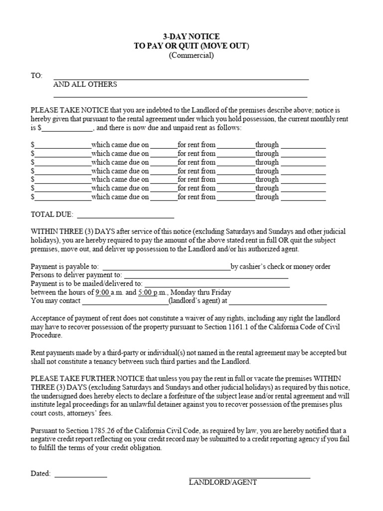 3-day notice-Commercial | PDF