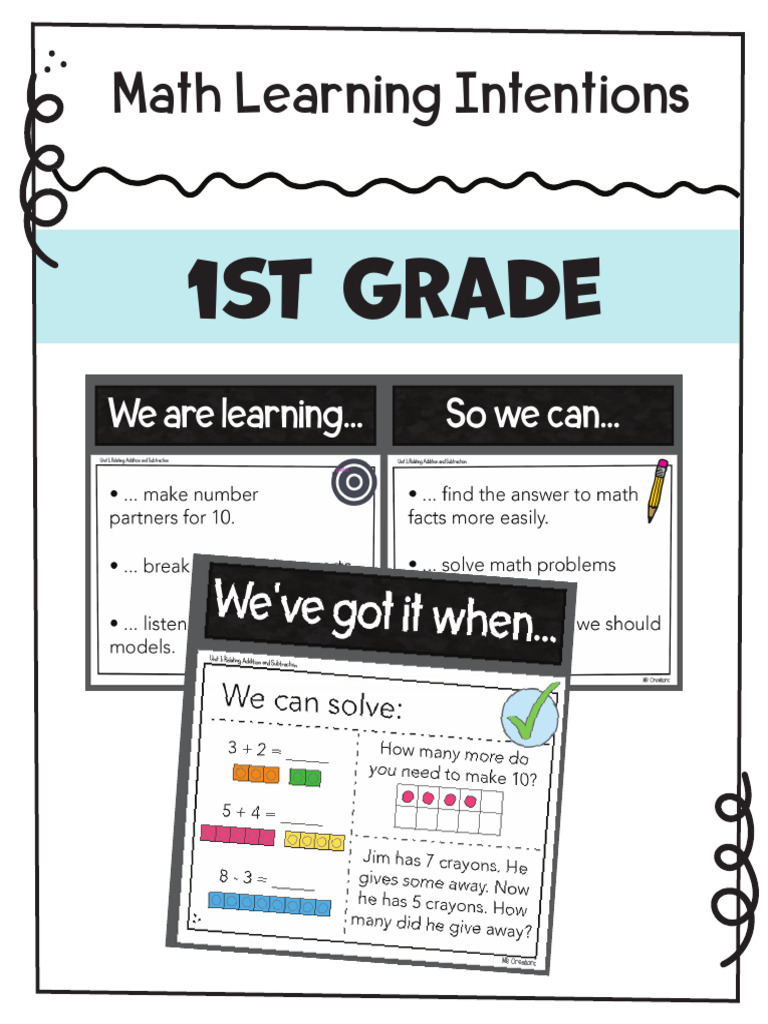Math Learning Intentions: 1st Grade | PDF | Mathematics | Career & Growth