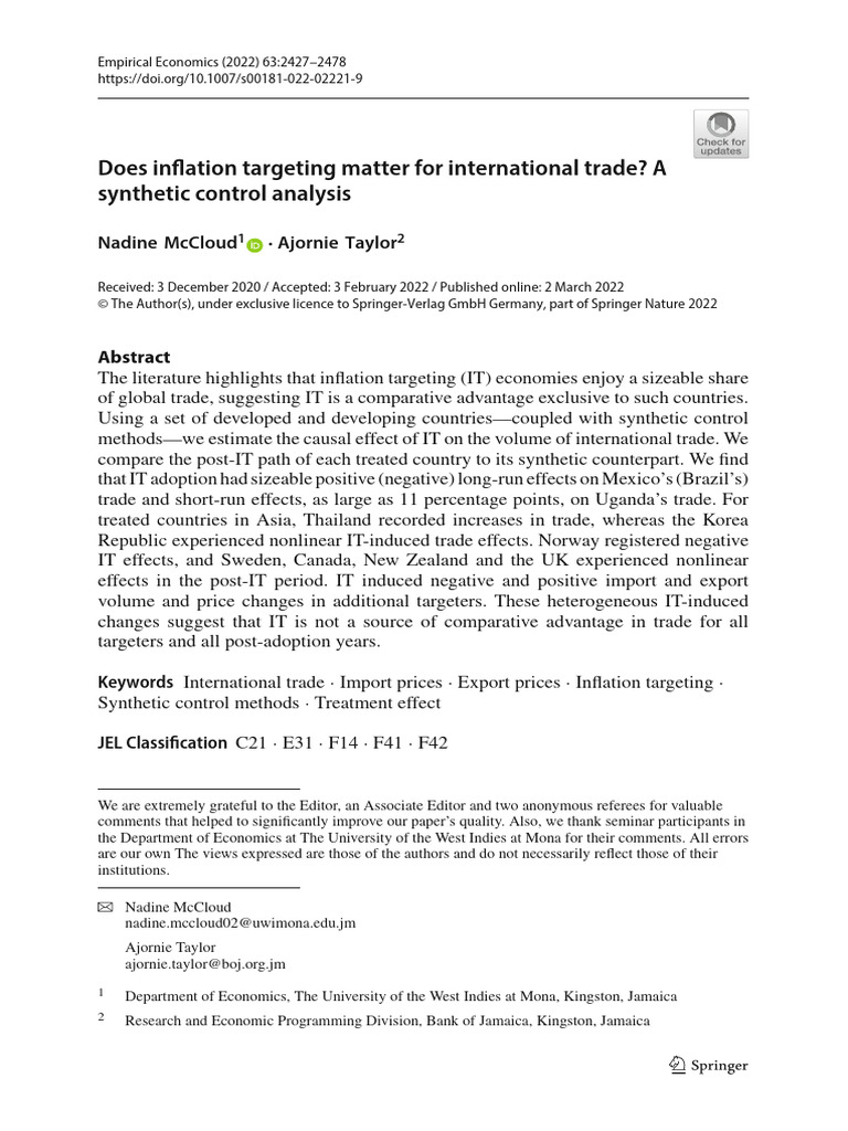 Inflation Targeting Pdf