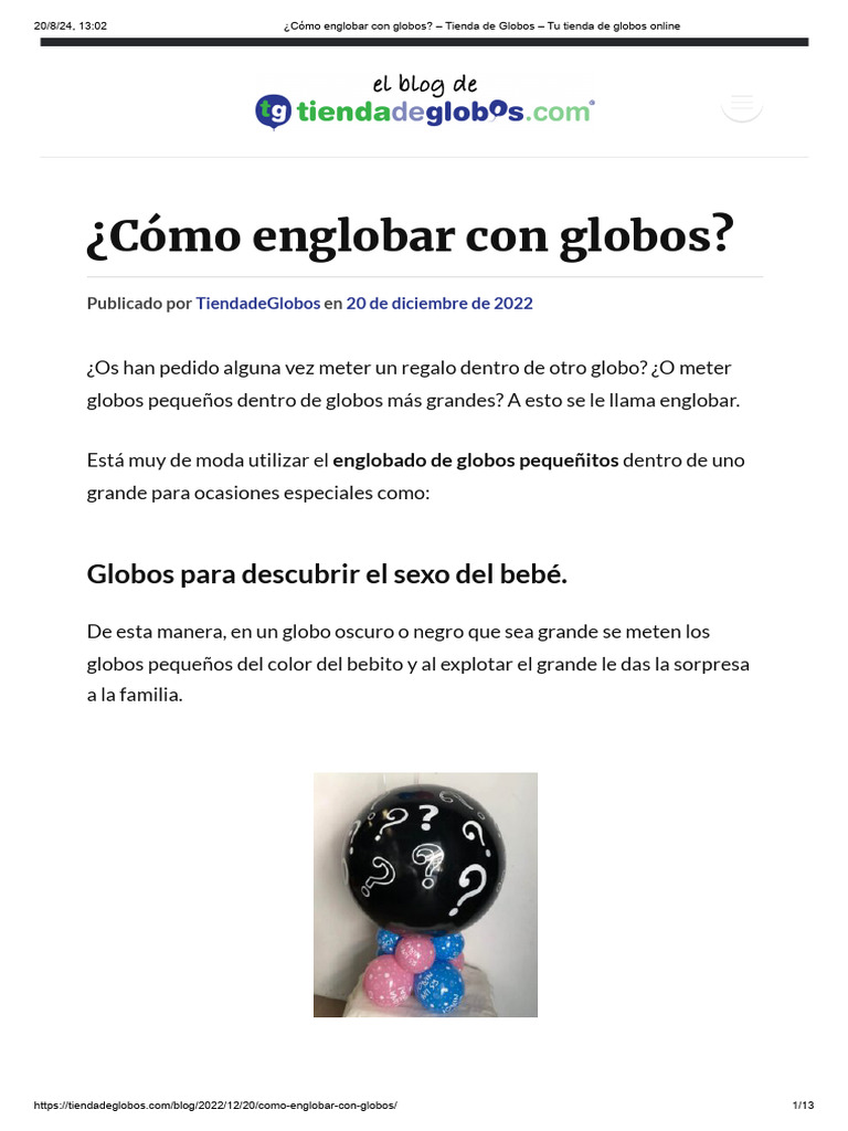 ¿Cómo Englobar Con Globos - Tienda de Globos - Tu Tienda de Globos Online | PDF