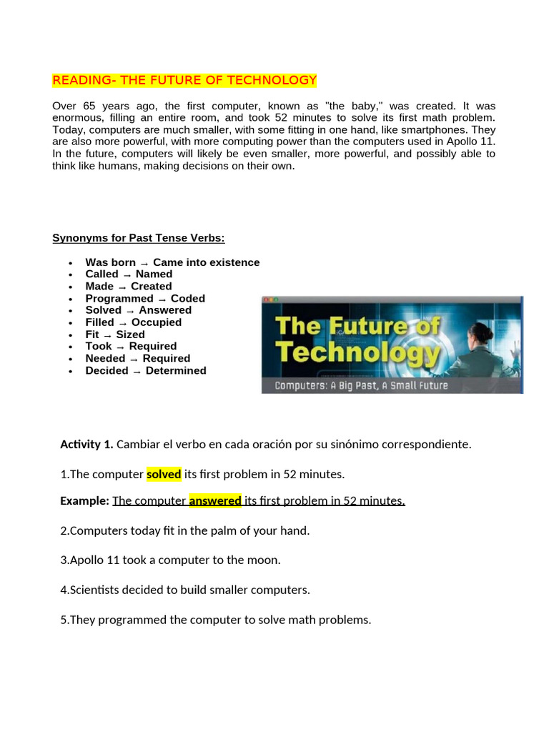 The Future Of Technology Summary Exercises Reading Pdf