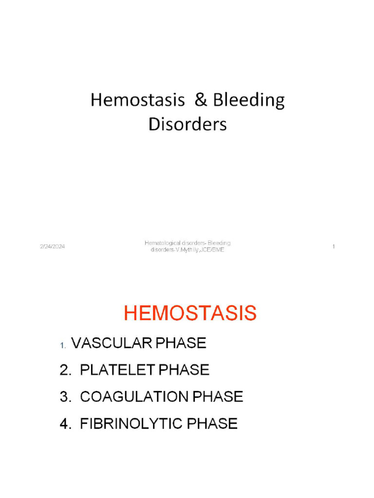 Hematological Disorders - Bleeding Disorders | PDF