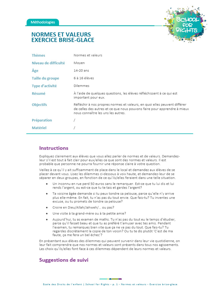 Normes Et Valeurs - Brise Glace | PDF