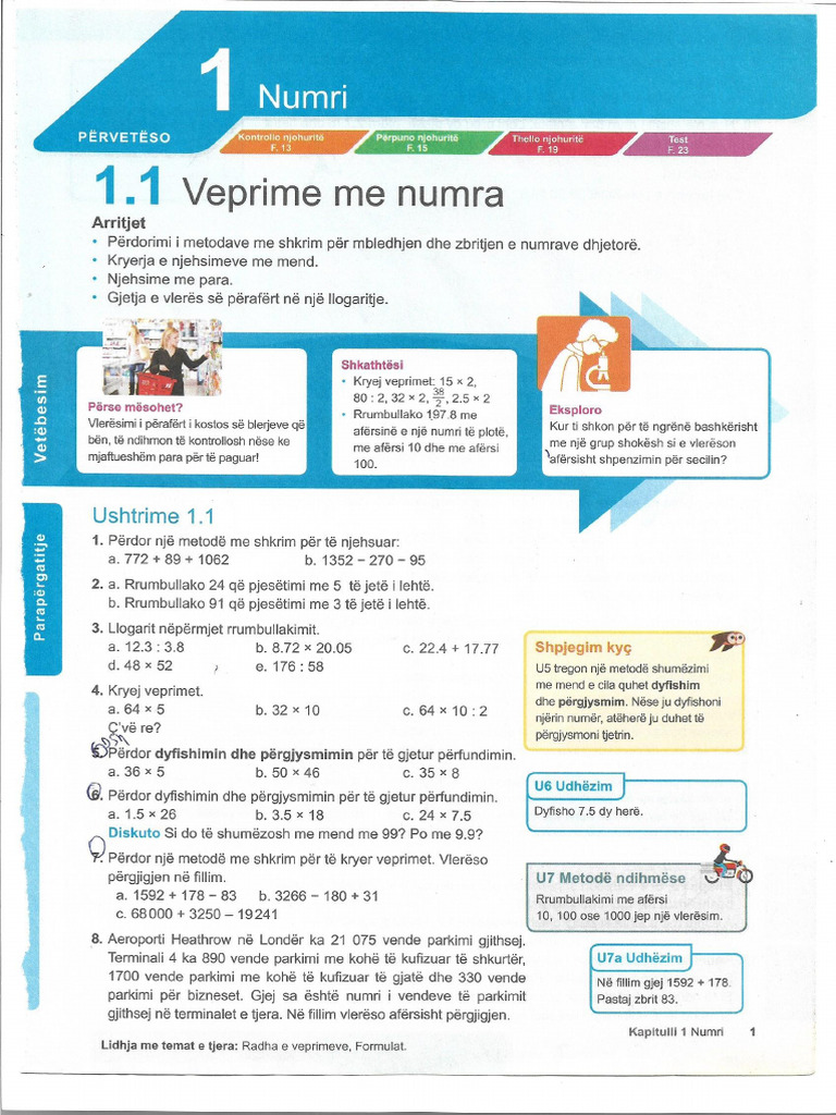 1.1 Veprime Me Numra 1.1 Veprime Me Numra: Ushtrime 1.1 Ushtrime 1.1 | PDF