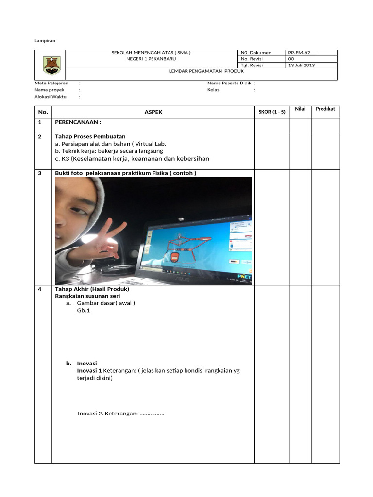 Lembar Laporan Produk Ujian Praktek SSW 2023 | PDF