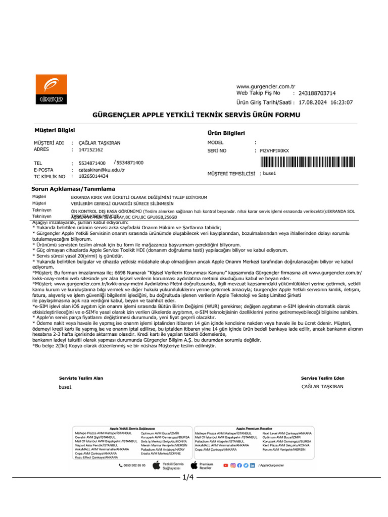 Servis Giris Formu | PDF