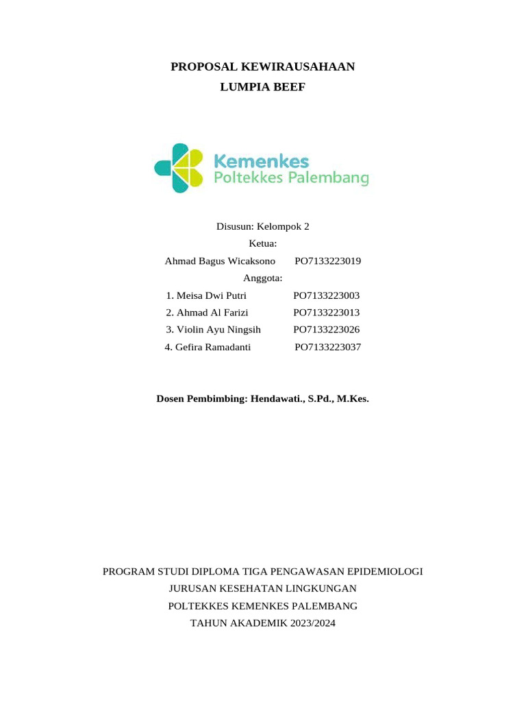 Contoh PROPOSAL KEWIRAUSAHAAN | PDF