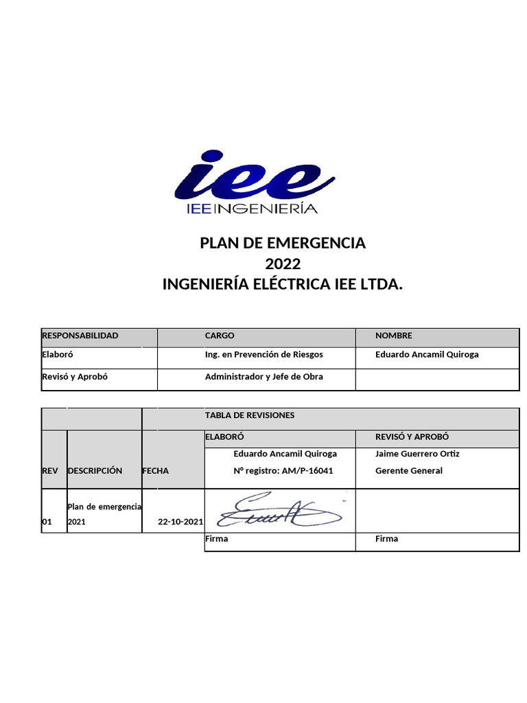 Plan de Emergencia IEE 2022 | PDF