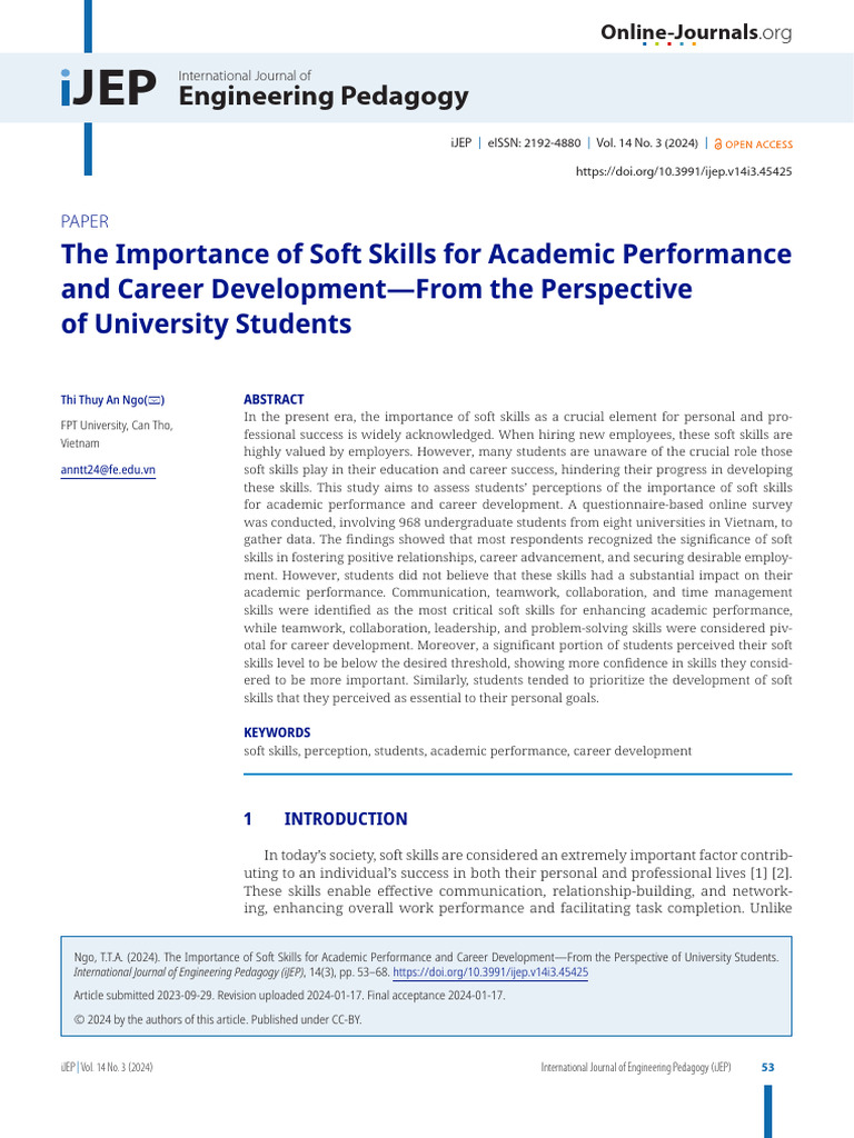 The Importance of Soft Skills for Academic Perform | PDF