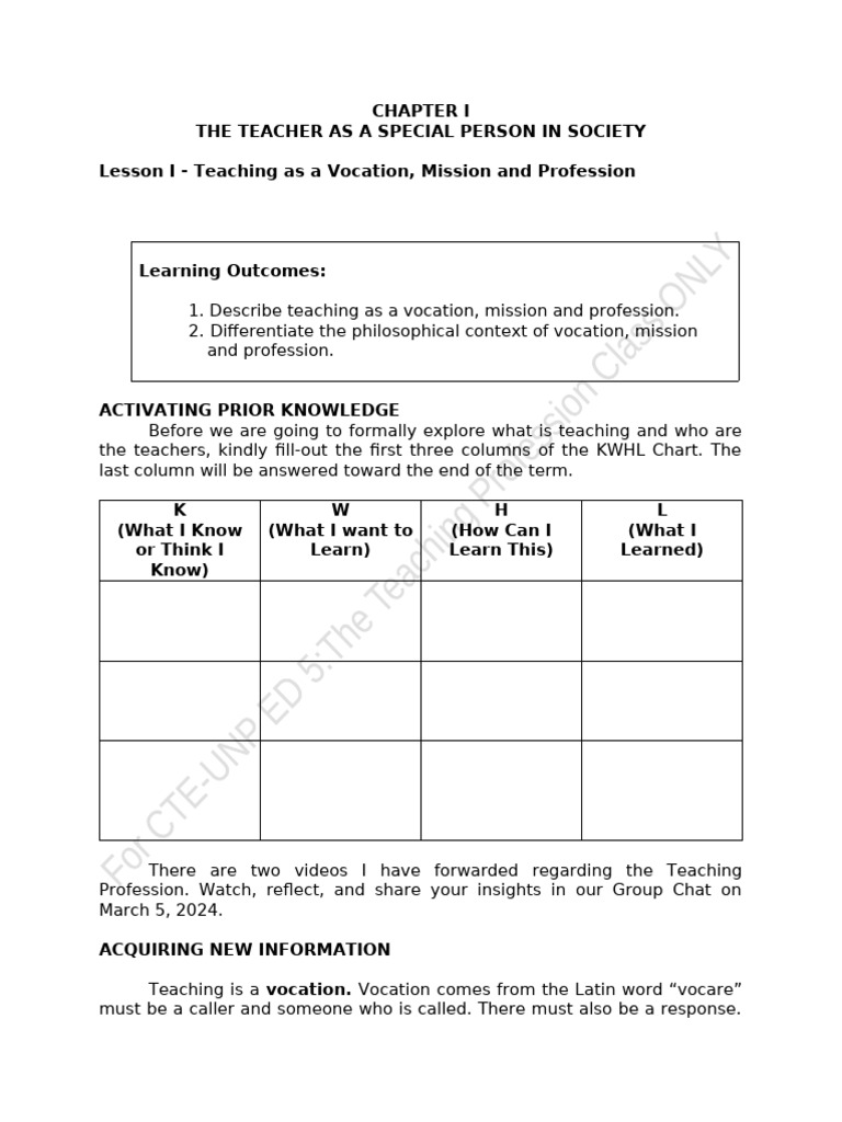 Chapter 1 Lessons 1 and 2 For March 6 and 8 | PDF