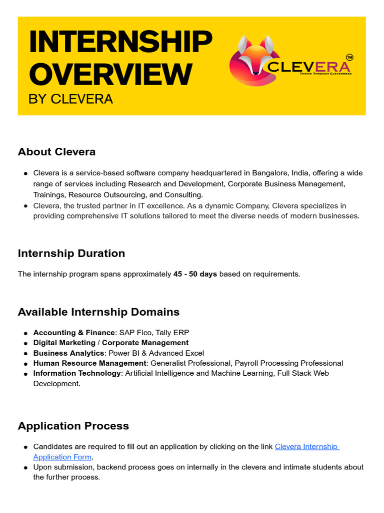 Internship Overview of Clevera | PDF