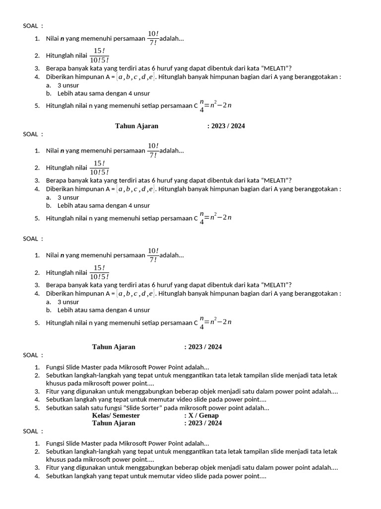 Soal Uts Matematika | PDF