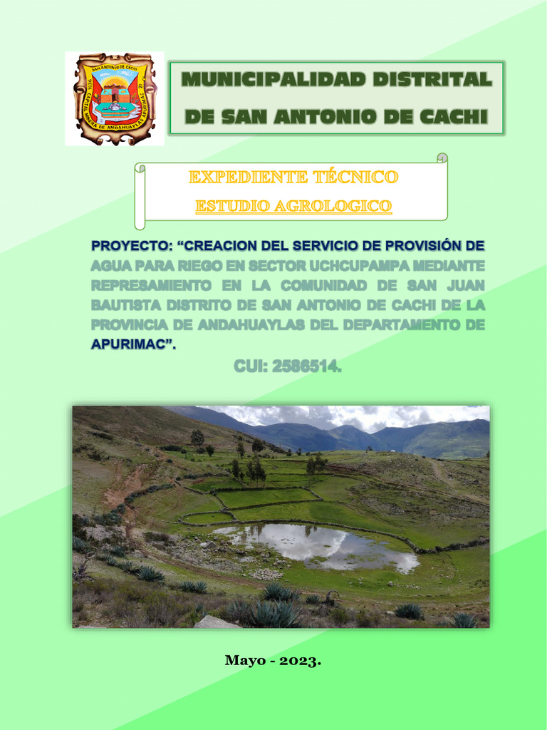 Estudio Agrológico para Diseño de Represa | PDF