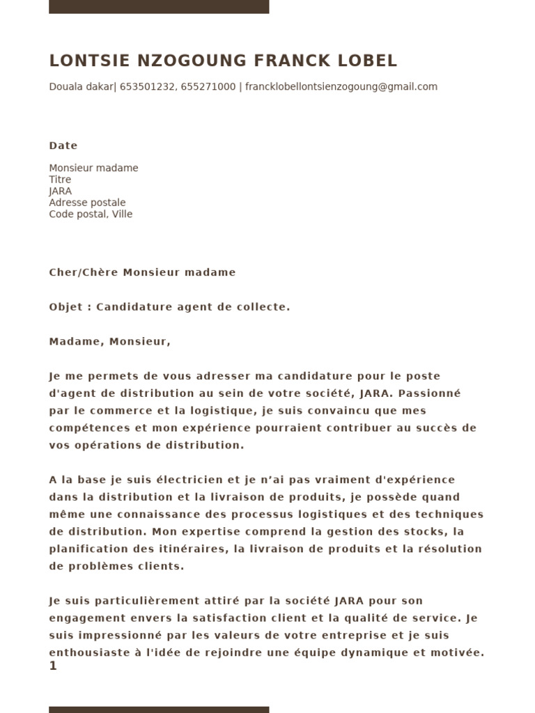 Lettre de Motivation Jara | PDF