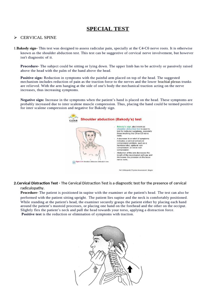 Cervical Spine Special Test | PDF