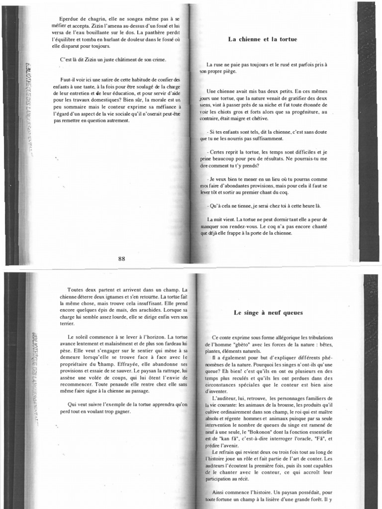 Conte Benin Senegal-La Chienne Et La Tortue-Ds Aguessy Sagesse | PDF