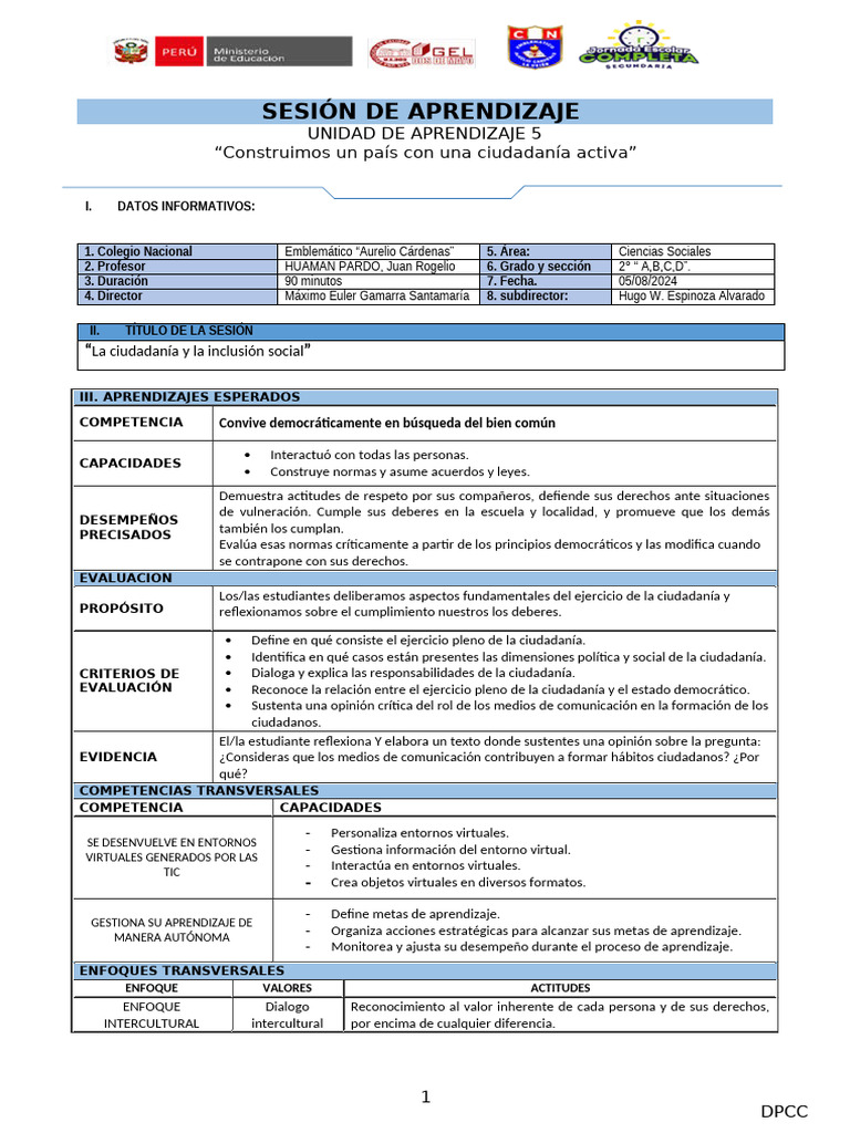 Jrhp-2º Sesion Act 1 Uni.5 - DPCC 2024 | PDF