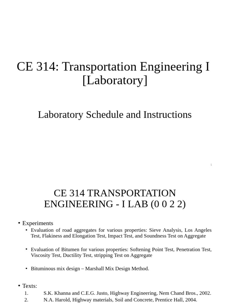 Transportation Lab Intro | PDF