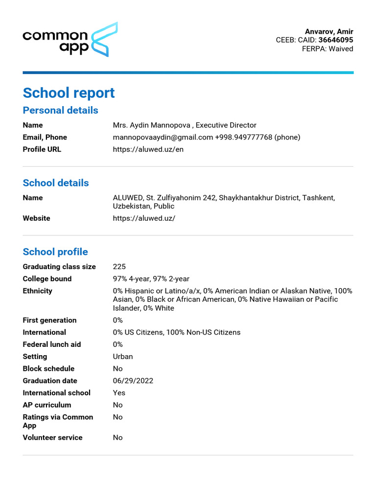 Preview: School Report | PDF
