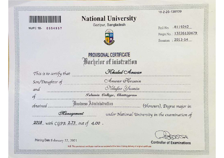 BBA Certificate | PDF