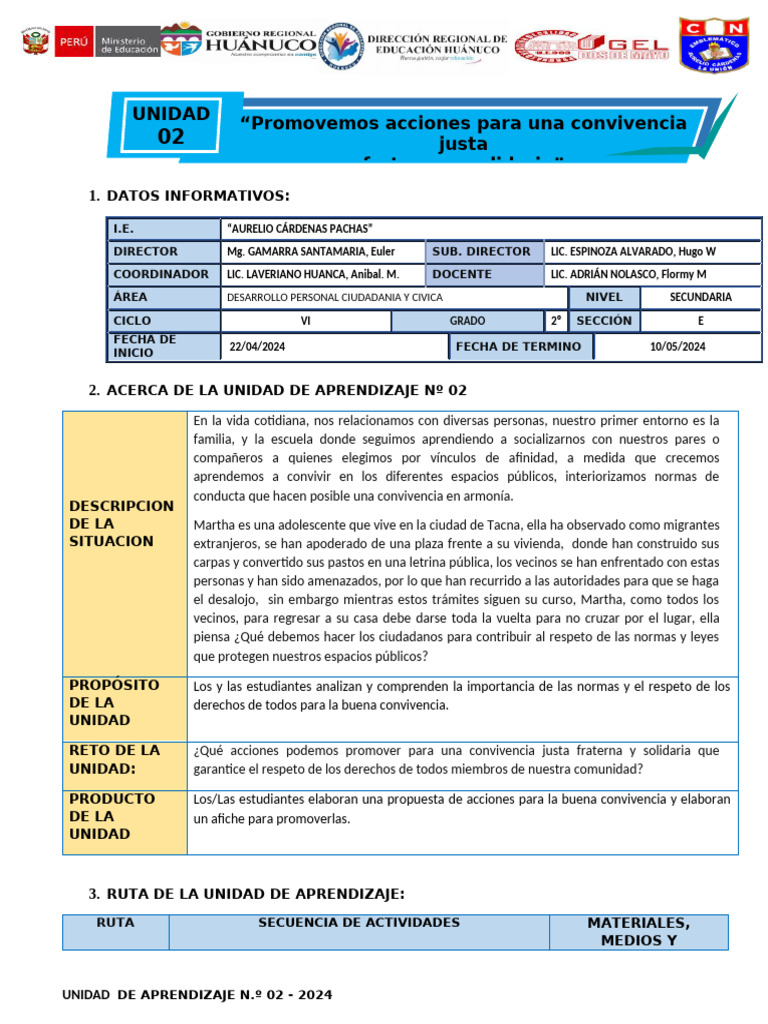 Unidad 2 - 2° Sec - DPCC | PDF