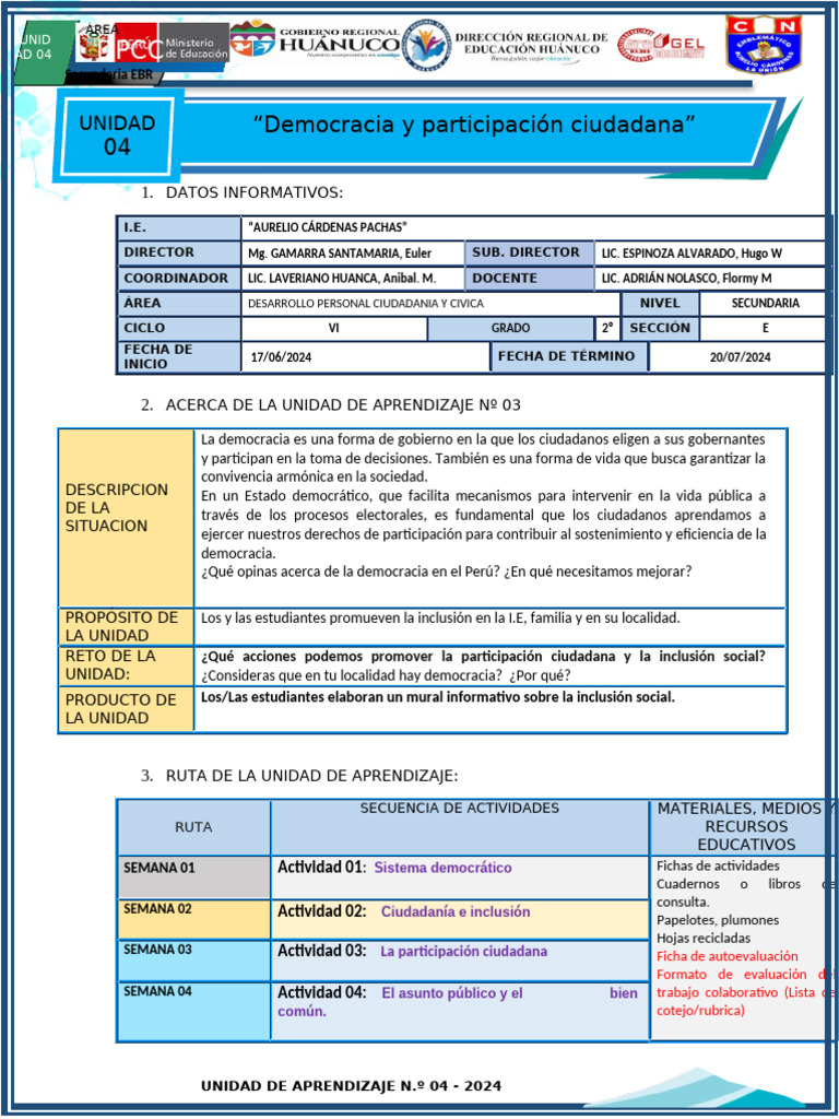UNIDAD 4 - 2° SEC - DPCC SANTILLANA | PDF