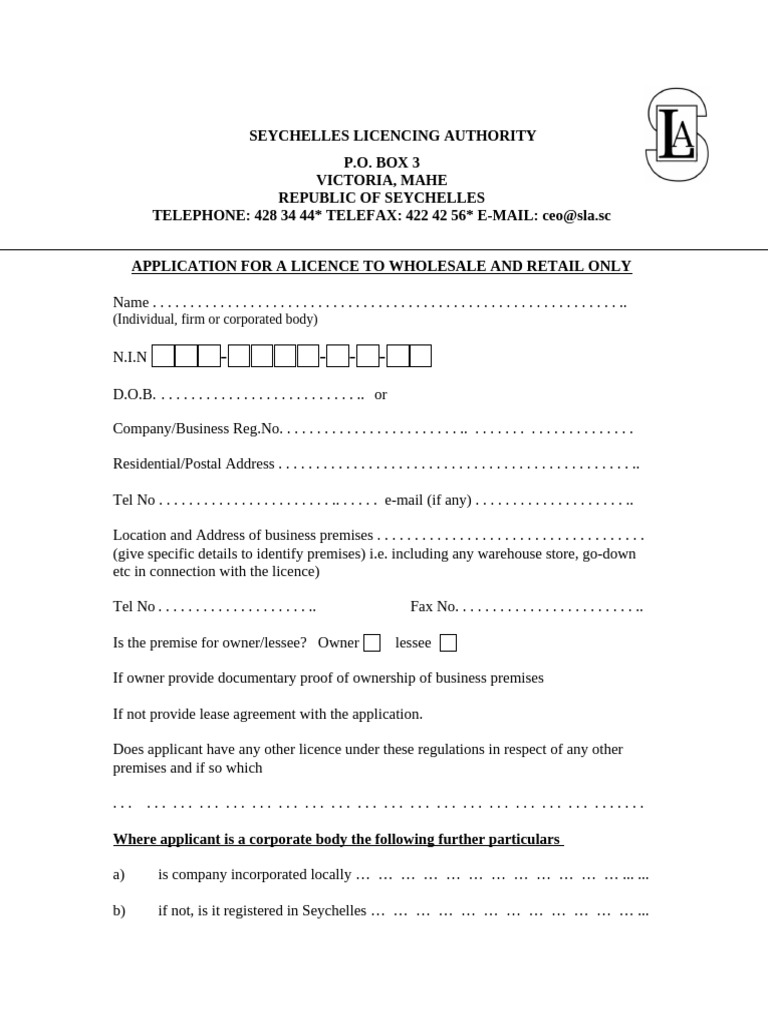 Retailer or Wholesaer Application 1 | PDF