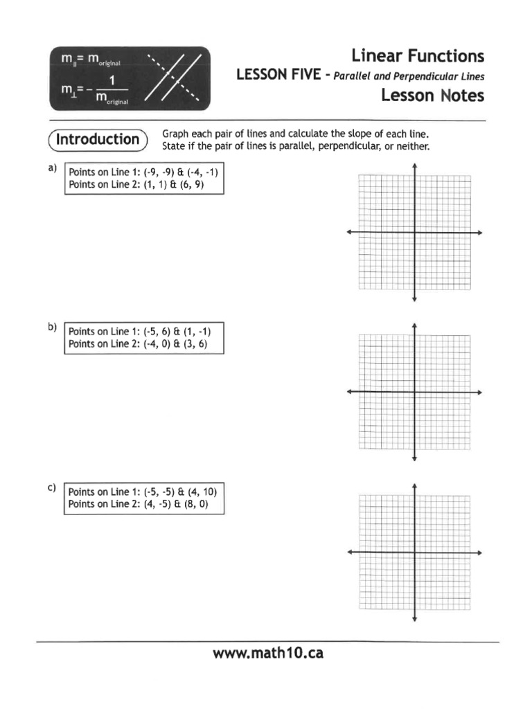 4.13 Parallel and Perpendicular Lines Review | PDF