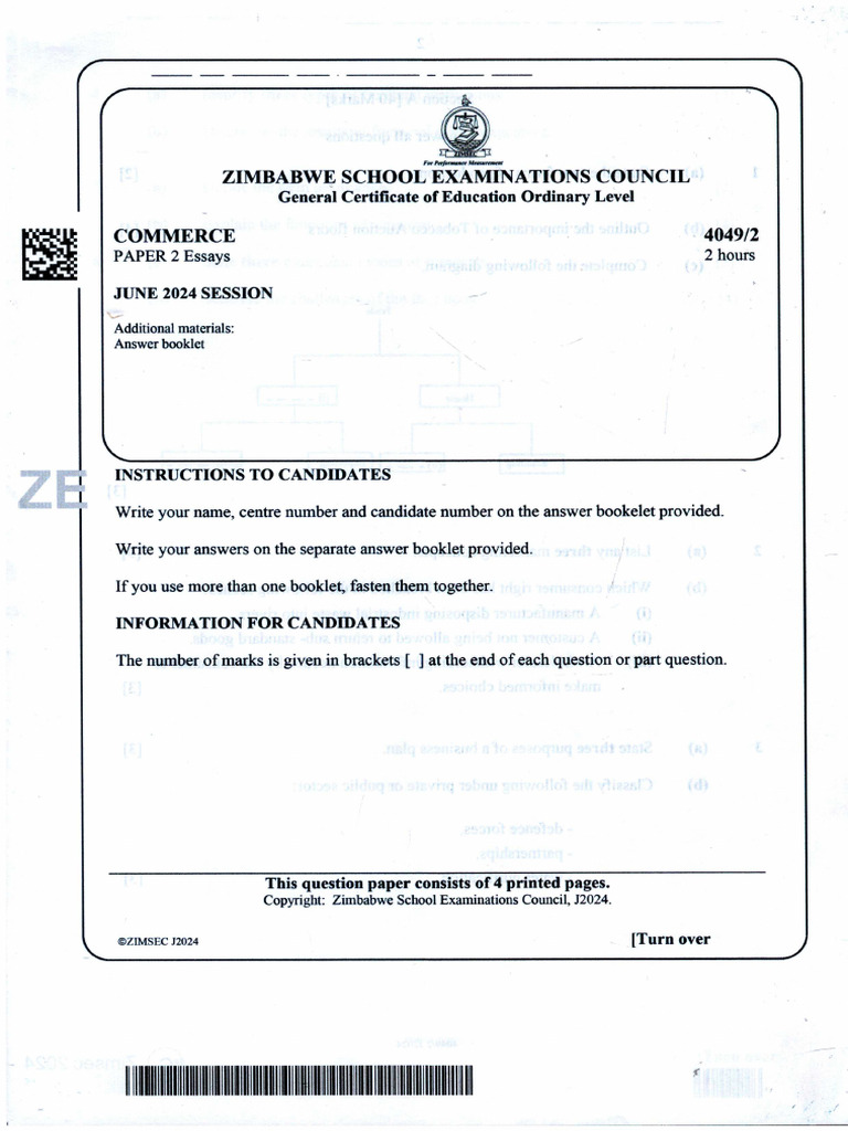 Commerce Paper 2 June 2024 | PDF