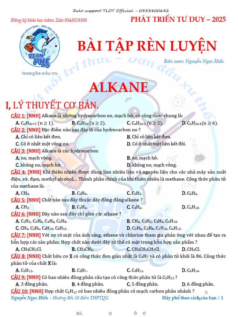 05. Bai Tap Ren Luyen Alkane | PDF